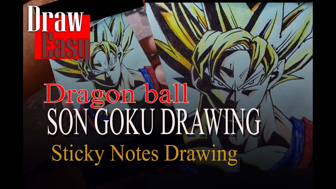 Dragon ball, Son Goku Sticky Notes Drawing #animedrawing #dragonball # ...