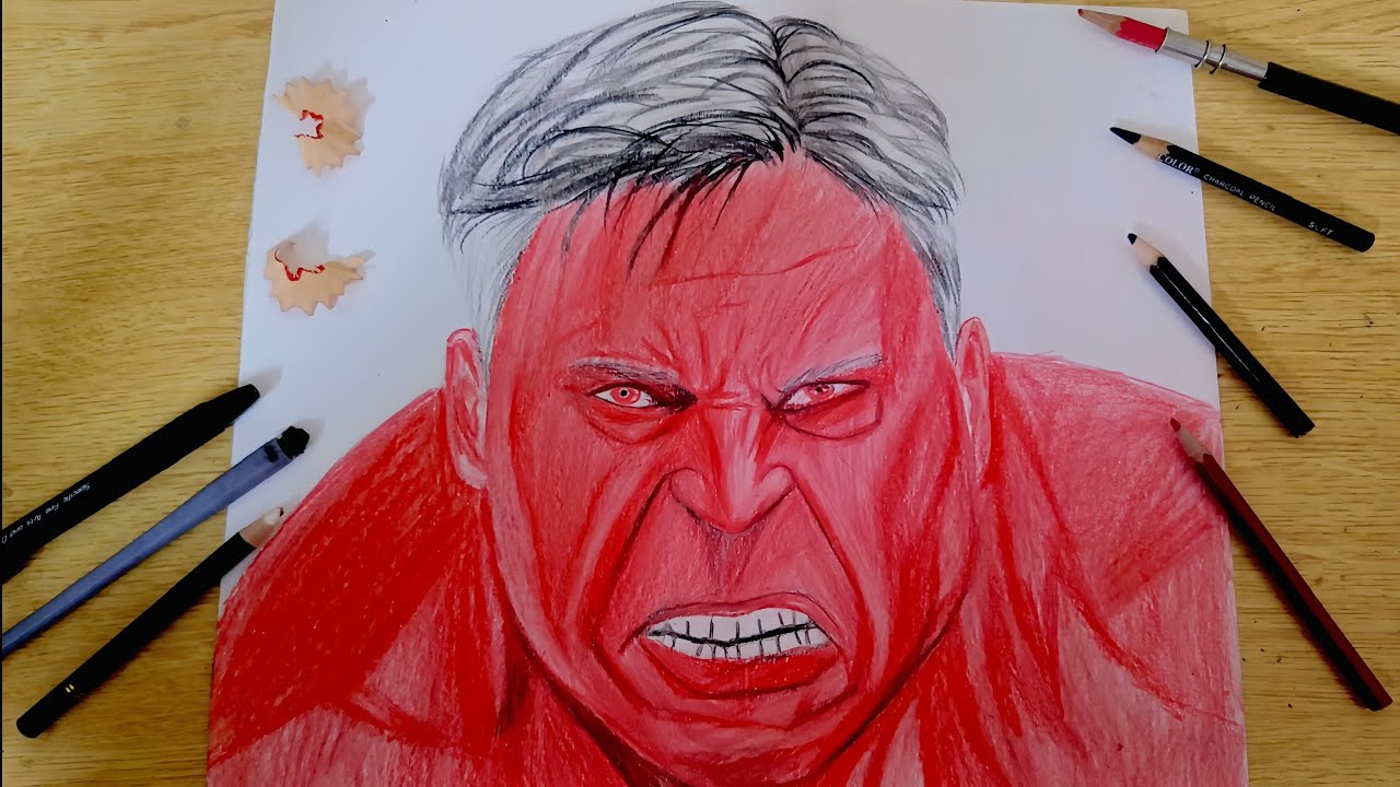 How to draw red Hulk) drawing Captain America: Brave New World) how to ...