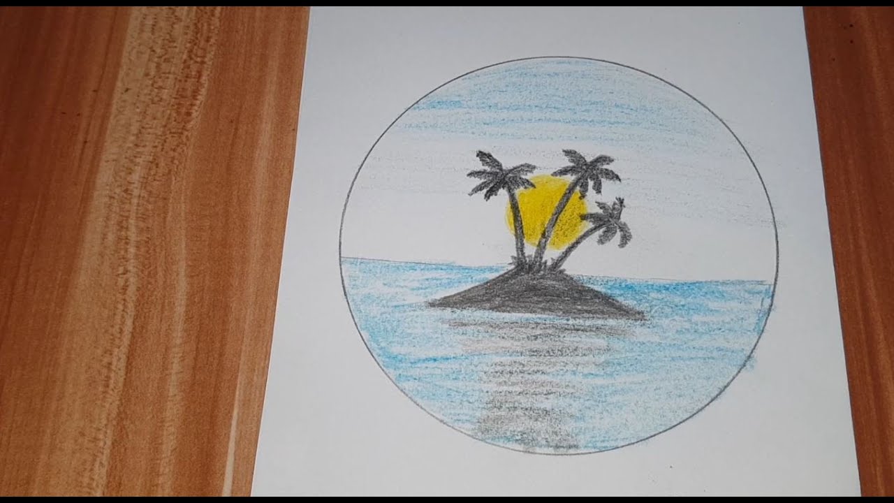 How to draw beautiful small Island - YouTube