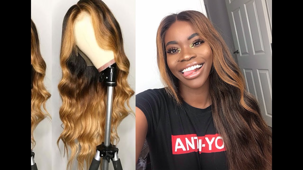 Aliexpress Wig | Lace Front Ombre Blonde Highlights Wig | 26 inch wig ...