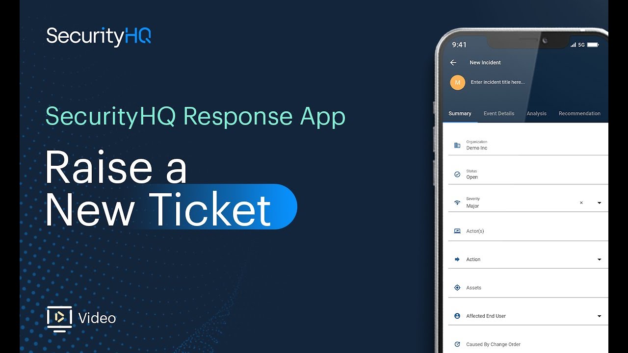 How to Raise a new Ticket on SecurityHQ Response App - YouTube