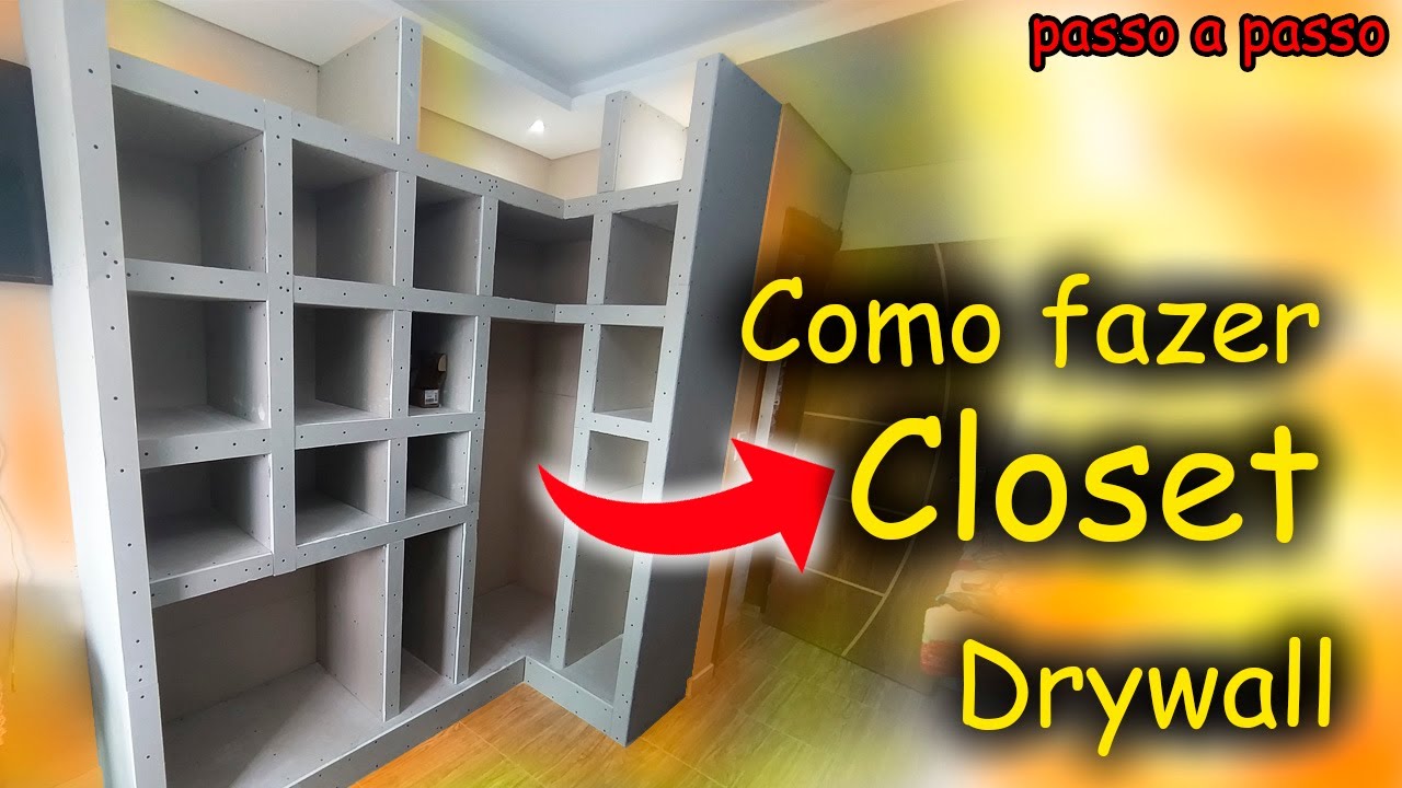 como fazer um closet de drywall passo a passo - YouTube