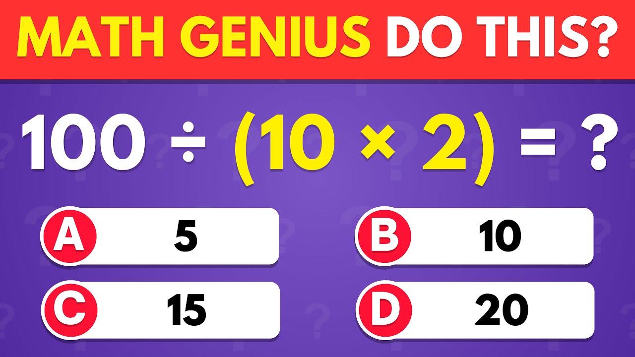 Math Quiz That Will Fail 95% Of People | Can You Score 40/40? 😱 - YouTube