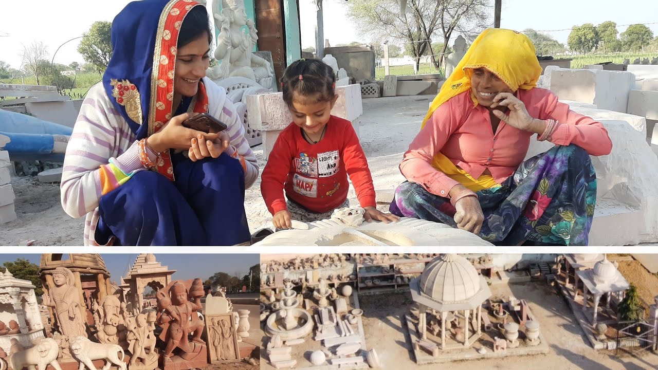 [366] देखो मूर्ति बनाने वाले हाथ कैसे हैं Stone Art Carving sculpture ...