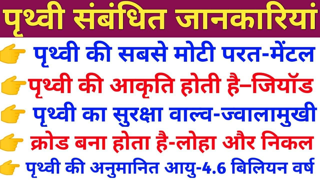 पृथ्वी की आंतरिक संरचना | Prithvi Ki Aantrik Sanrachna | Important ...