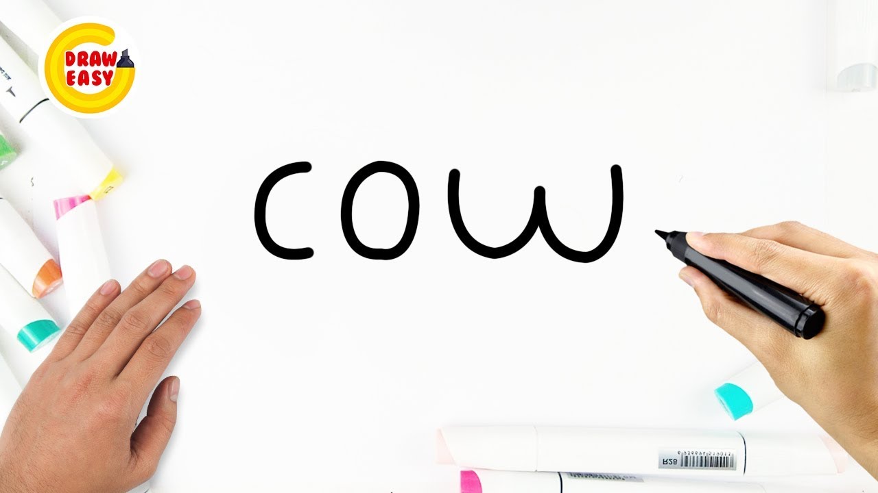 How to Draw a Cow Using the Word Cow - Very Easy! - YouTube
