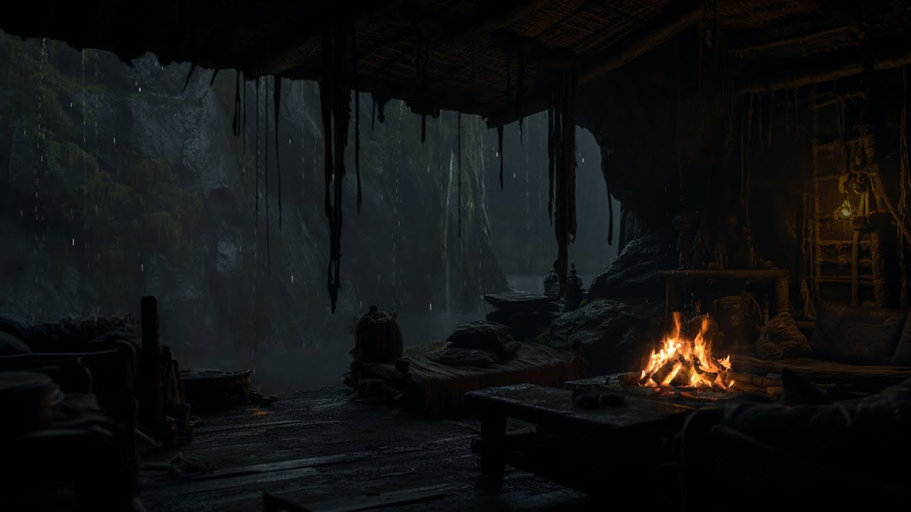 Rest in the Cave – Relax with Calming Rain and Cozy Fire Sounds for ...