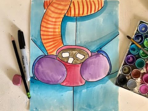 CUP OF COCOA- WINTER ART PROJECT - YouTube