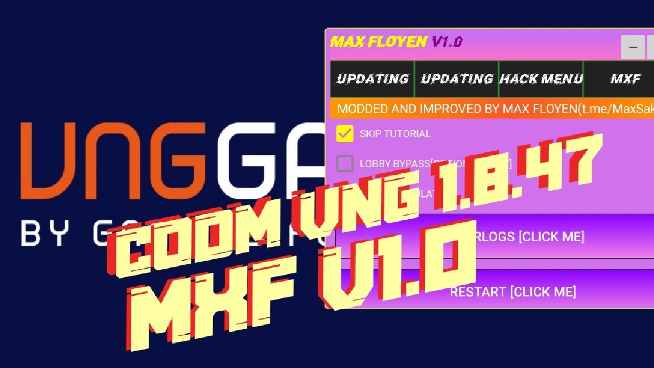 FREE CODM:VNG | MOD MENU 1.8.47 | VIP CHEAT MXF v1.0(UPDATED) - YouTube