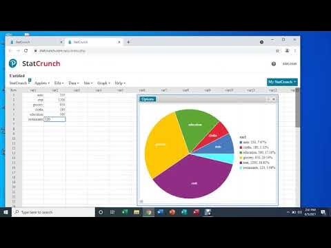 Pie chart on StatCrunch| Stat & Math Tutorials - YouTube