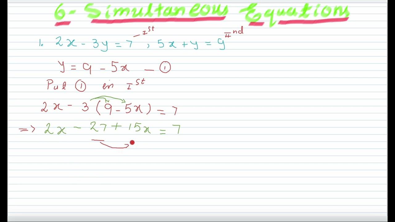 Simultaneous Equation: 1 Substitution method - YouTube