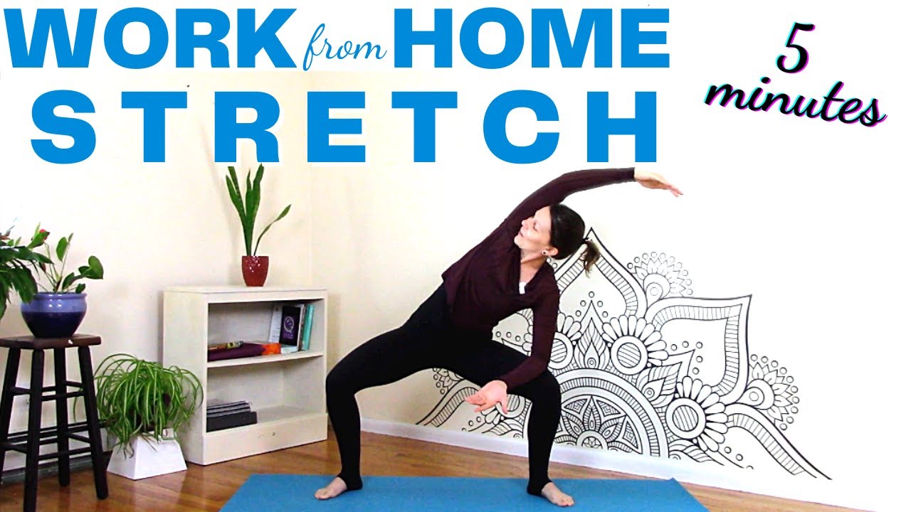 WORK FROM HOME STRETCH | 5 minute yoga stretch | Quick Yoga Stretch ...