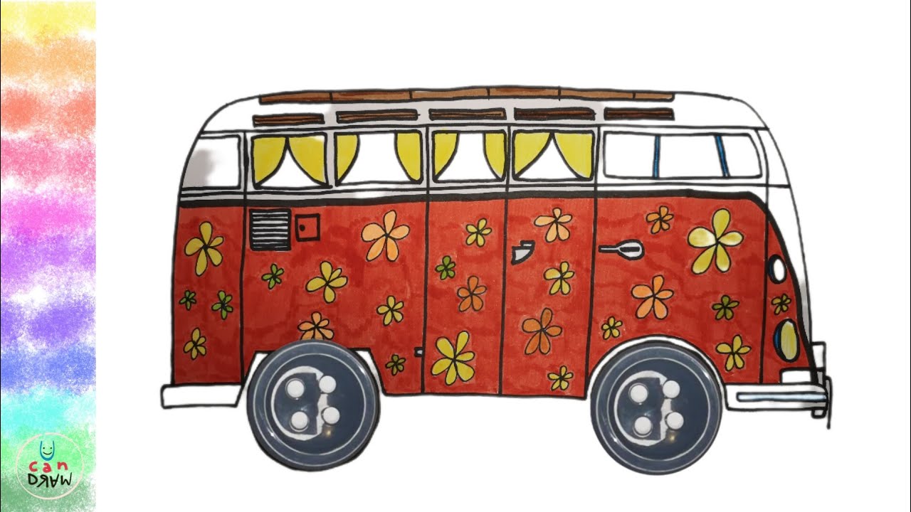 How to draw VAN with BUTTON - OLD VAN 🚌💥👍 - U Can Draw 💚 - YouTube