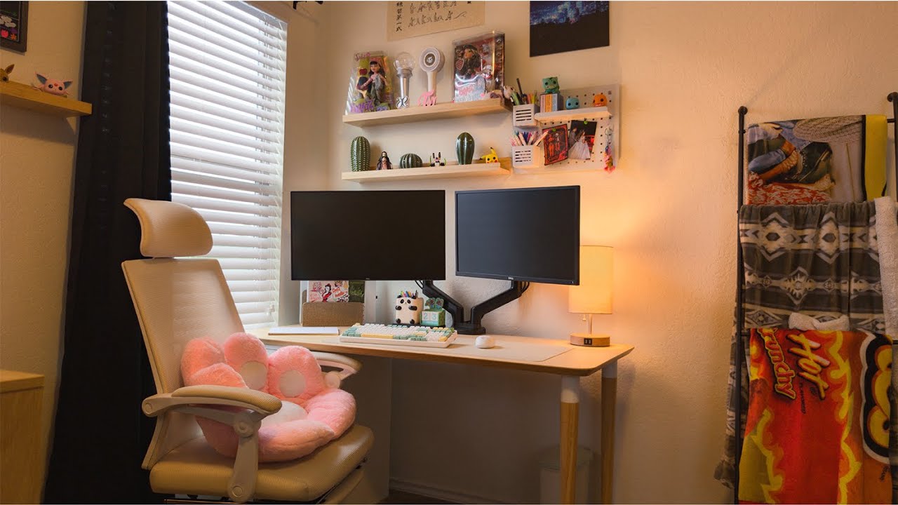 COZY Desk Setup MAKEOVER | Aesthetic Work from Home Tour - YouTube