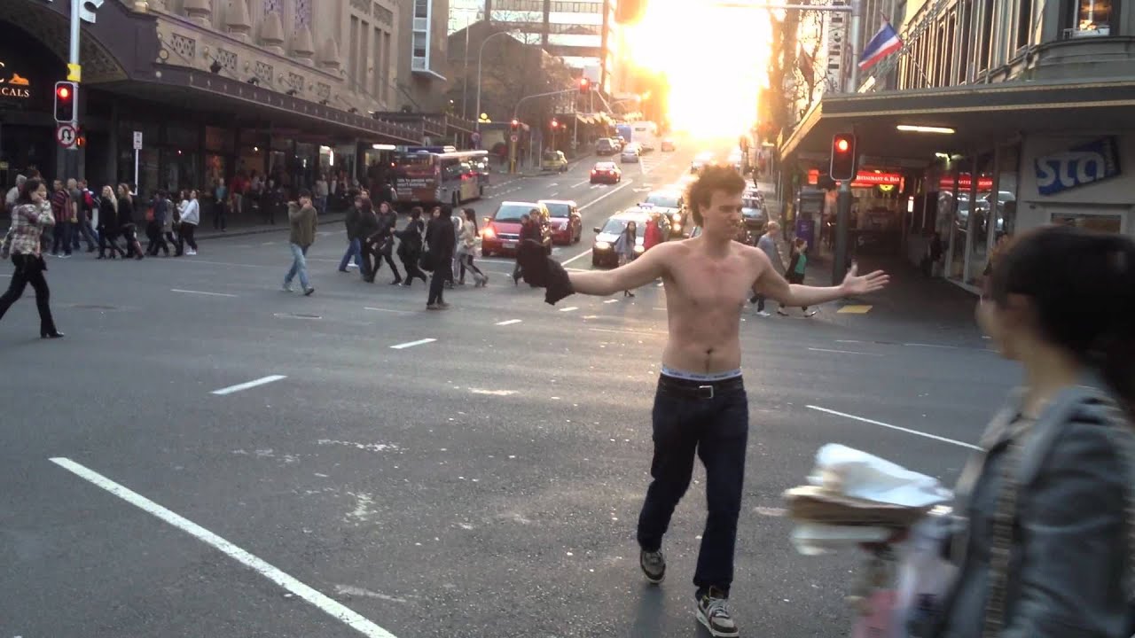 Weirdo With Mohawk Joins In With Scared Young Street Performers - YouTube