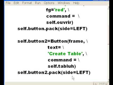 Python Step03 GUI Dbase Iface Button2 - Create Table - YouTube