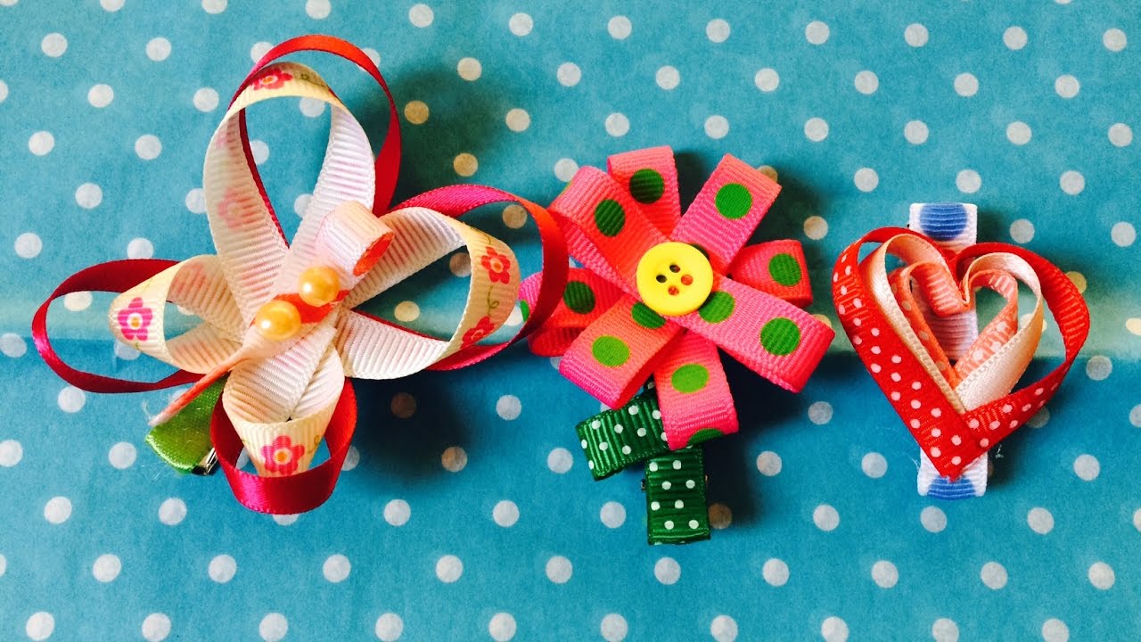 DIY: Broches para el cabello/ adornos/ listón/ embellishment - YouTube