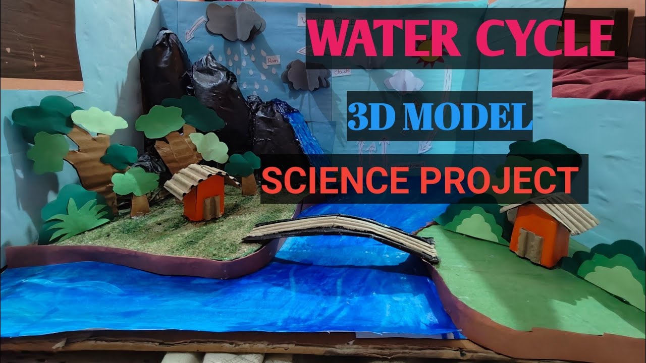 water cycle project 3D model | how to make water cycle model | water ...