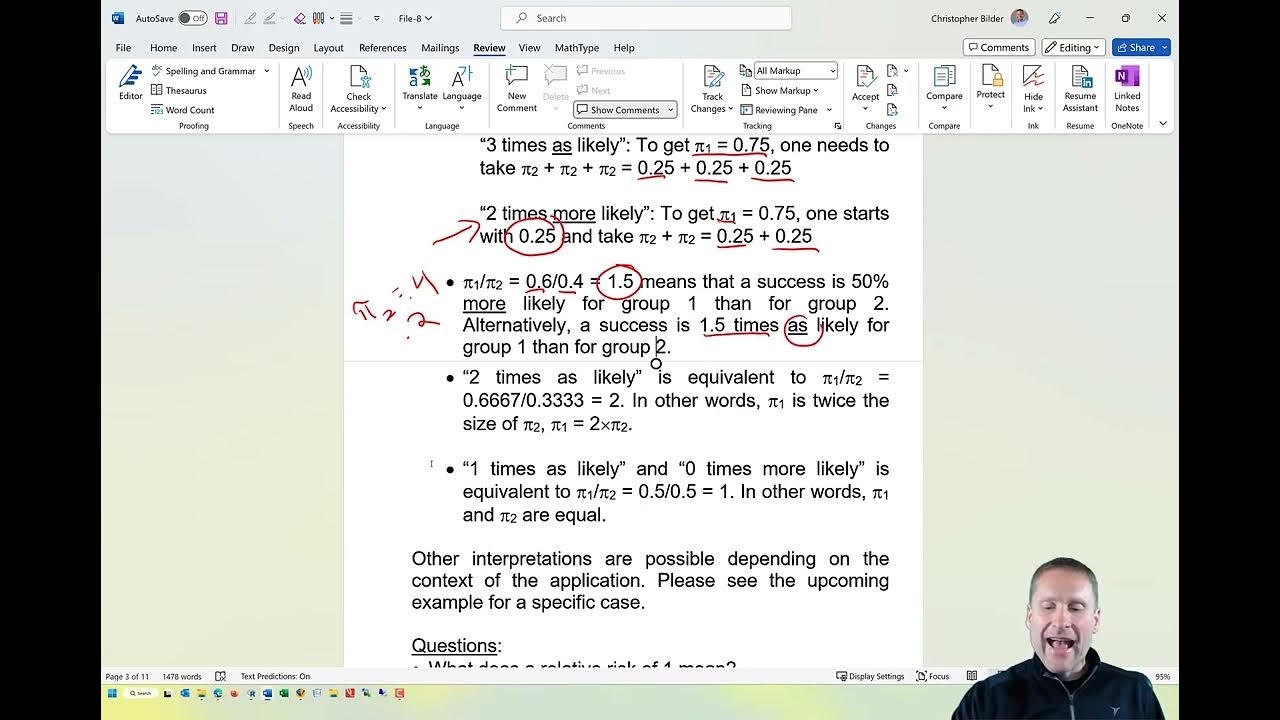 Two probability of success parameters: relative risk - YouTube