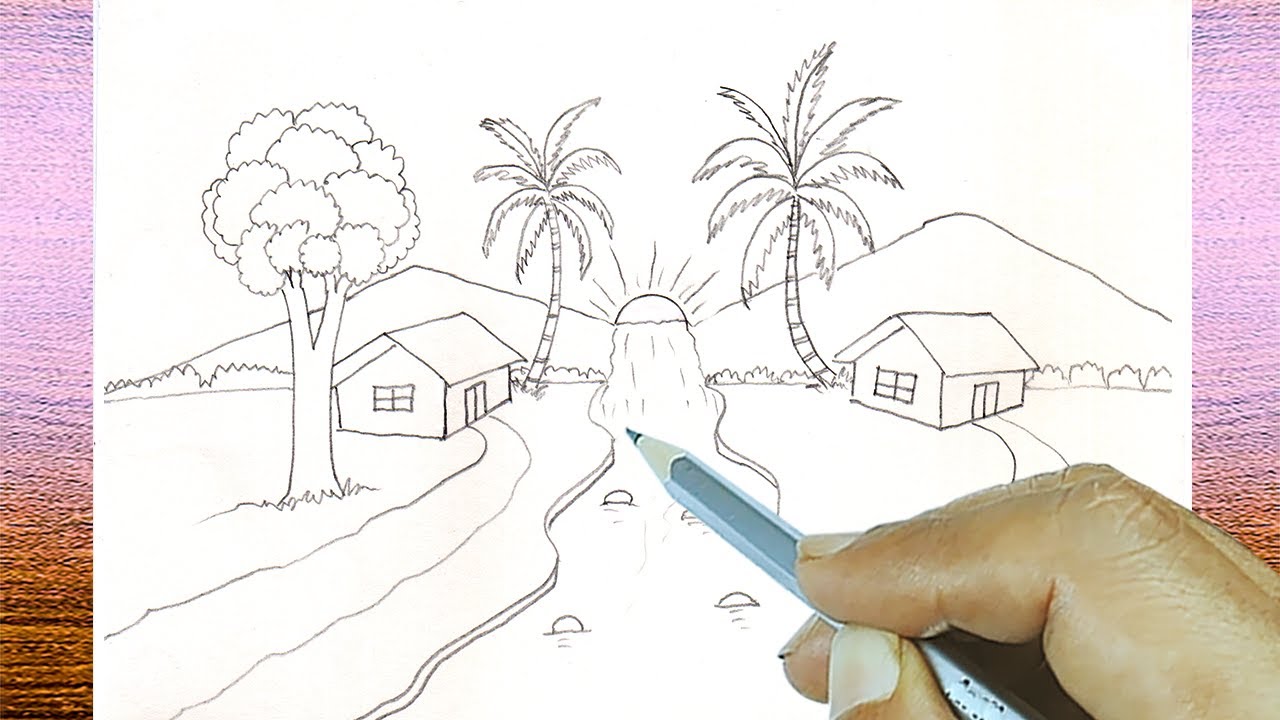 How to Draw Mountain Scenery for Beginners | How to draw mountains ...