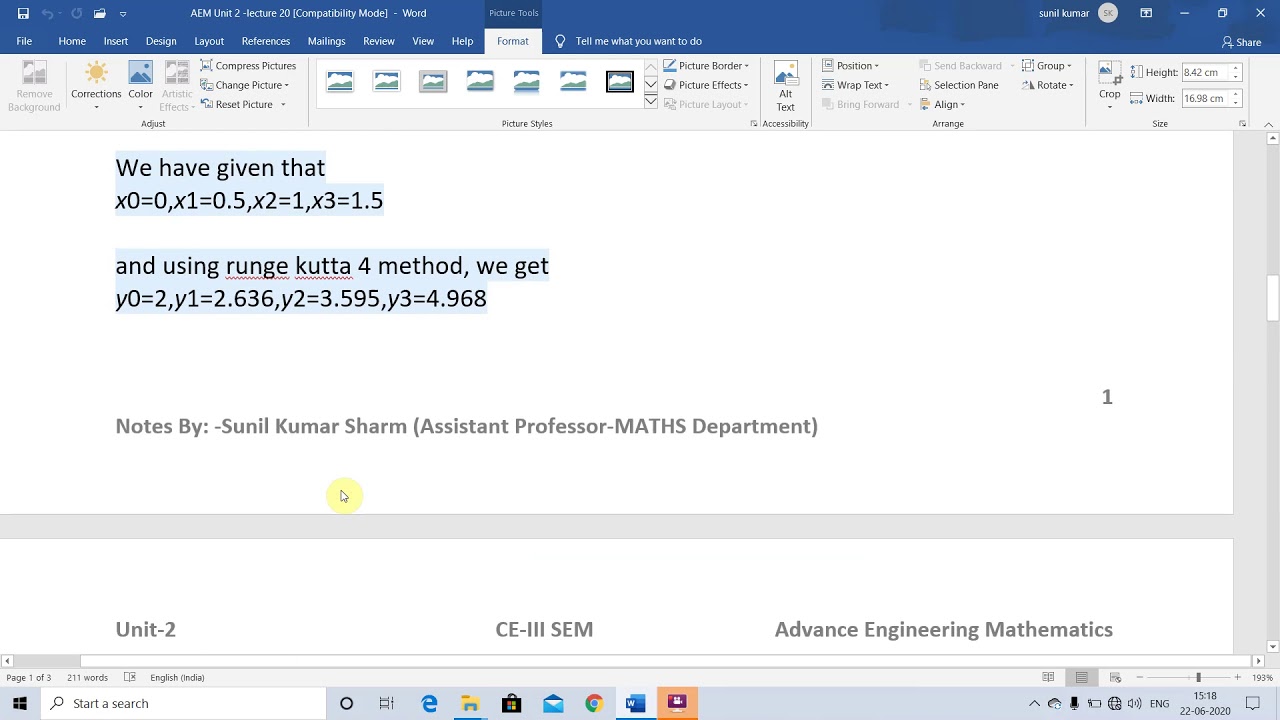 3CE2-01, AEM, UNIT-2, L-20, Predictor-Corrector Formula by Sunil Kumar Sharma - YouTube