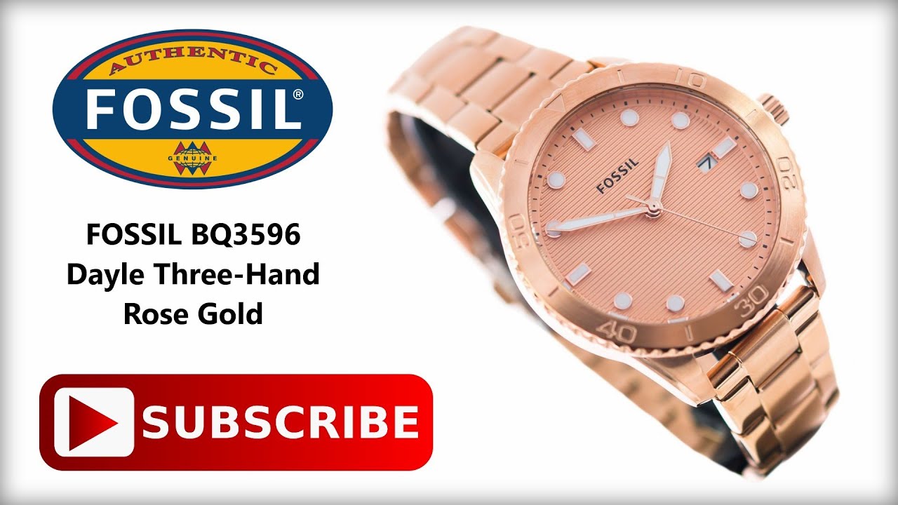 Fossil BQ3596 | Women's Dayle Three-Hand Date | Rose Gold Tone ...