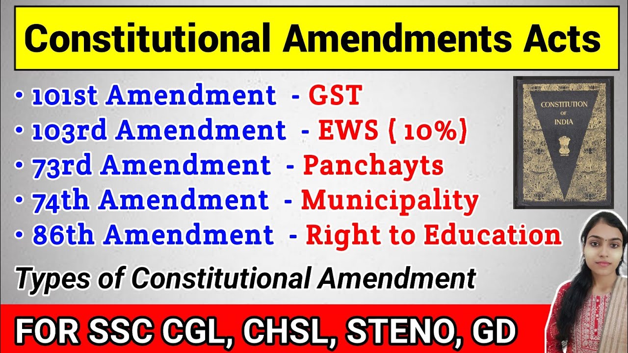 Important Constitutional Amendment Acts | Amendment Acts for SSC EXAMS #ssc #gk - YouTube