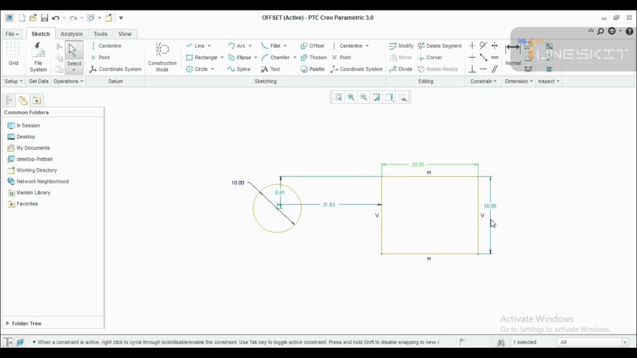 How to use Offset Command in Sketching in CREO, Offset, Design tip & tricks. - YouTube