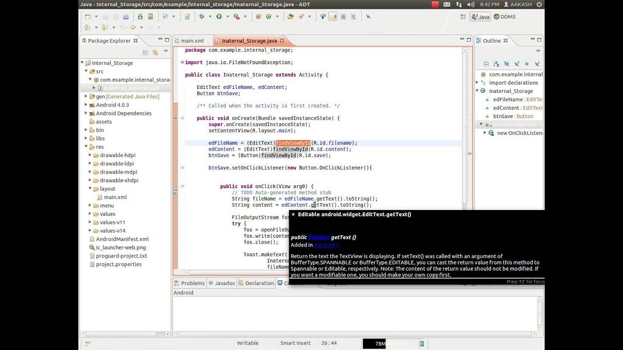 Android Data Storage Part 1(Internal Storage) - YouTube
