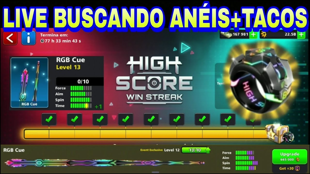 Live em Busca do Anel HIGH SCORE Win Streak e melhorias do Taco RGB no ...
