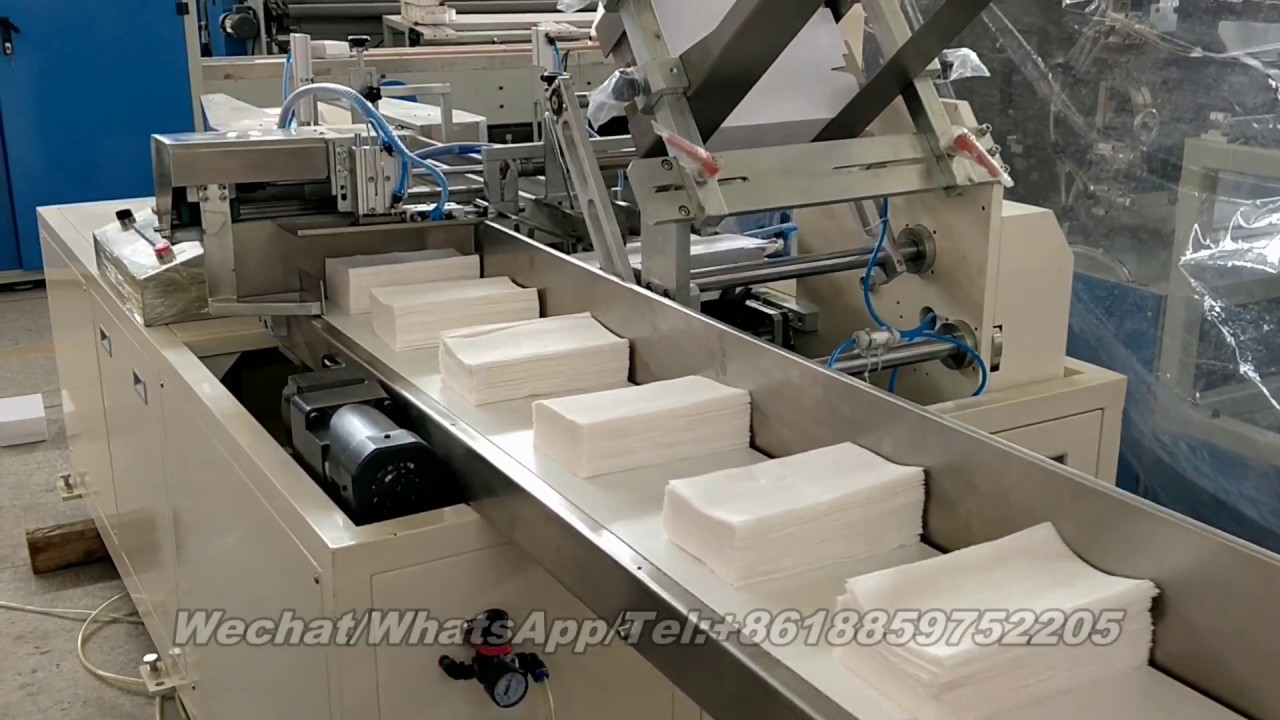 Full automatic hand towel paper carton box packing machine - YouTube
