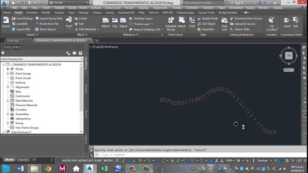 autocad civil 3d union de polilineas a partir de puntos - YouTube