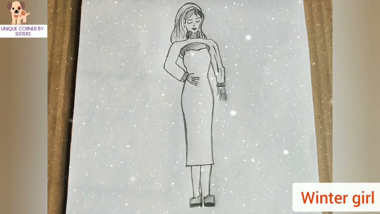 how to draw winter girl/ easy and step going/ lets get set ready ...