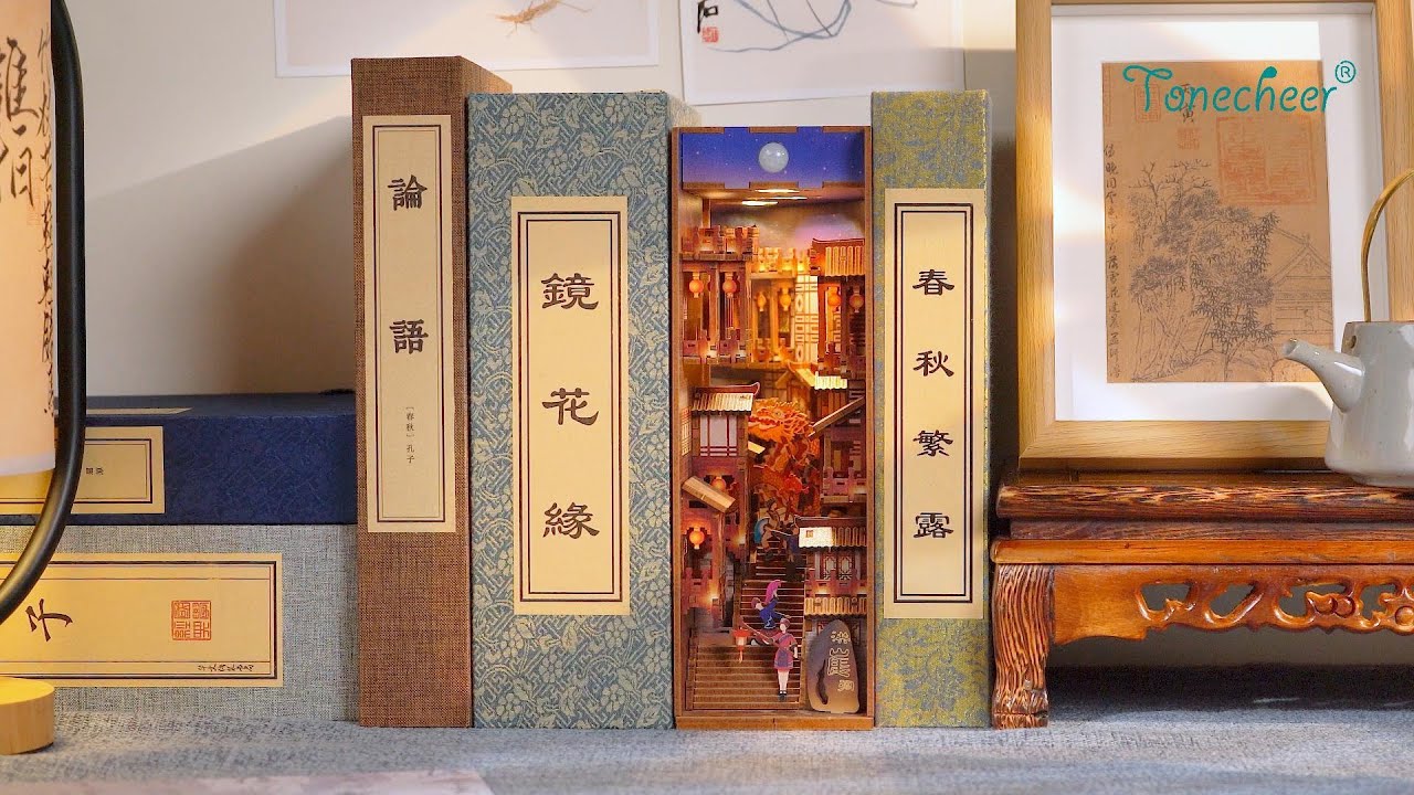 TONECHEER 3D Wooden Puzzle DIY Book Nook Kit (Lights in Chongqing ...