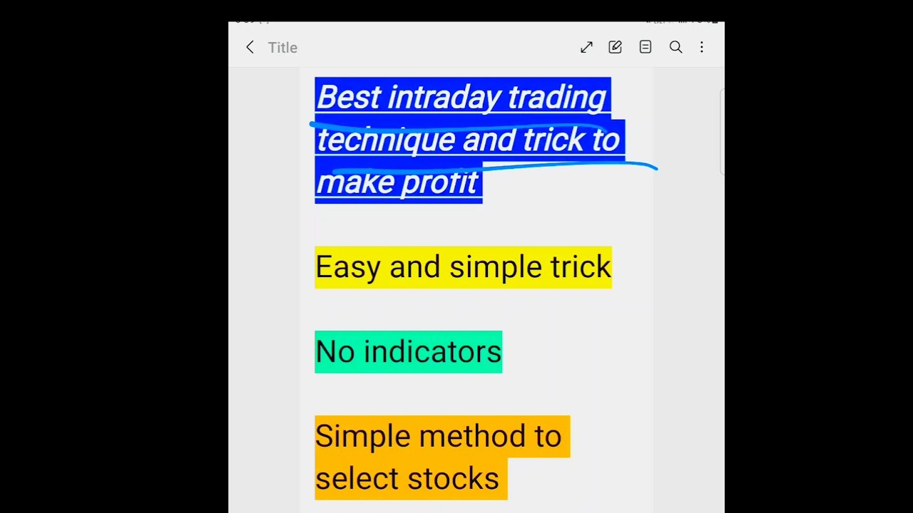 BEST intraday trading TRICK TO MAKE PROFIT EASY - YouTube