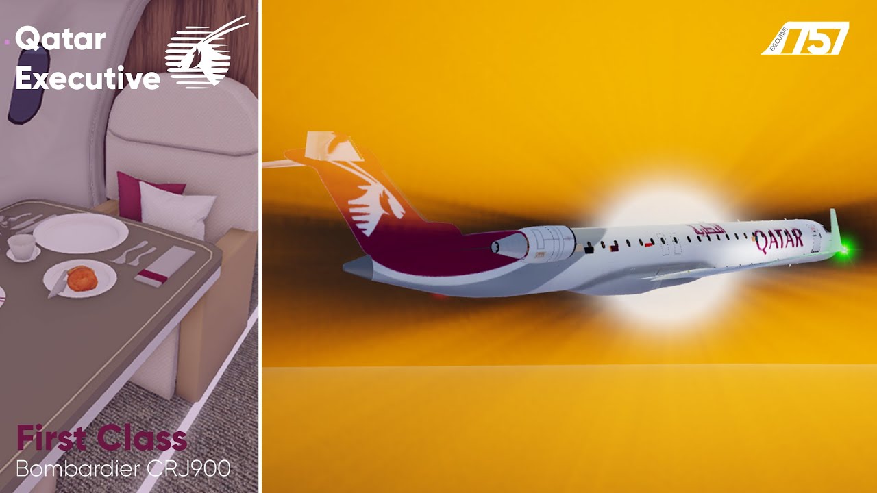 ROBLOX | Qatar Executive | First Class | Bombardier CRJ900 - YouTube