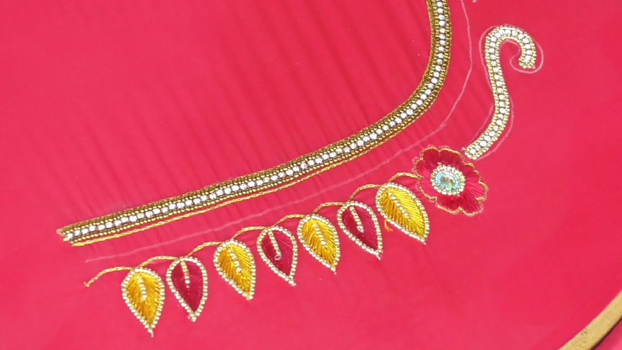Beautiful aari neck design part 03 - YouTube