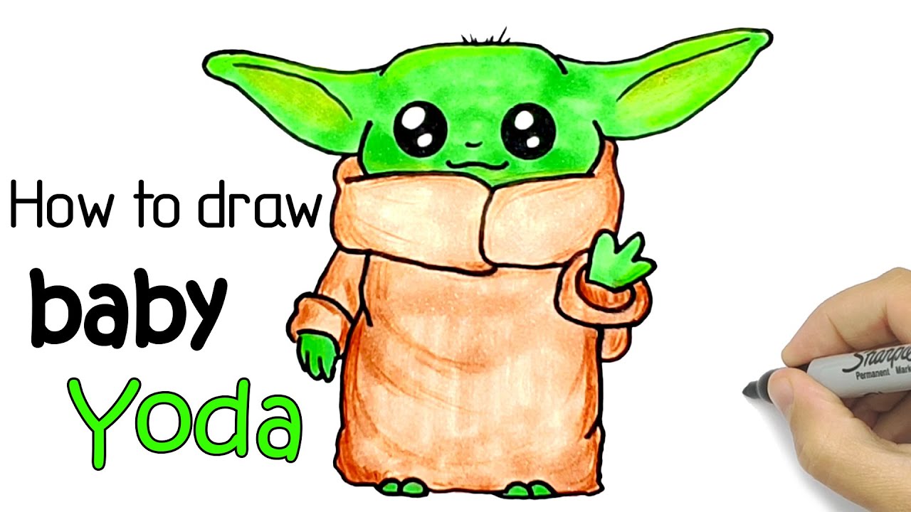 How to draw Baby Yoda easy - YouTube