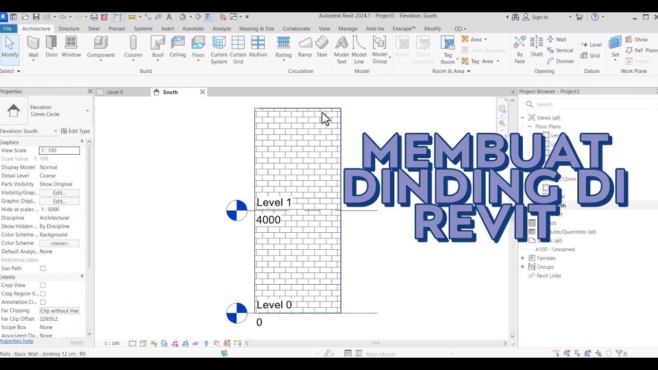 Cara membuat dinding di Revit - YouTube