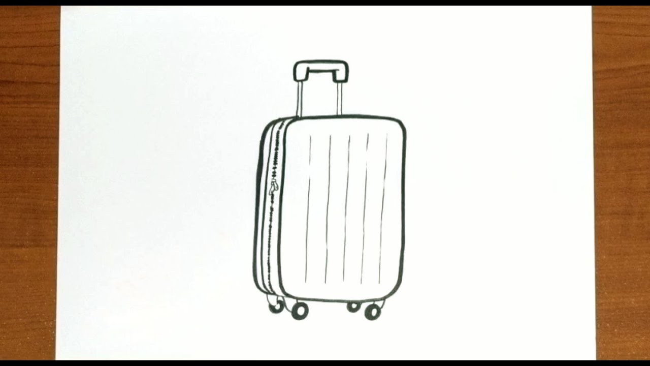 How To Draw TROLLEY SUITCASE Step by Step - YouTube