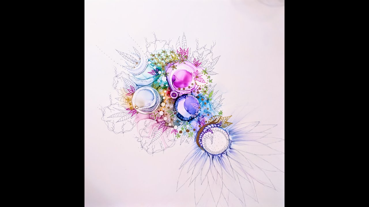 #8. Alcohol Ink/Mixed Media/Embellishing Time-lapse. Soft and delicate ...