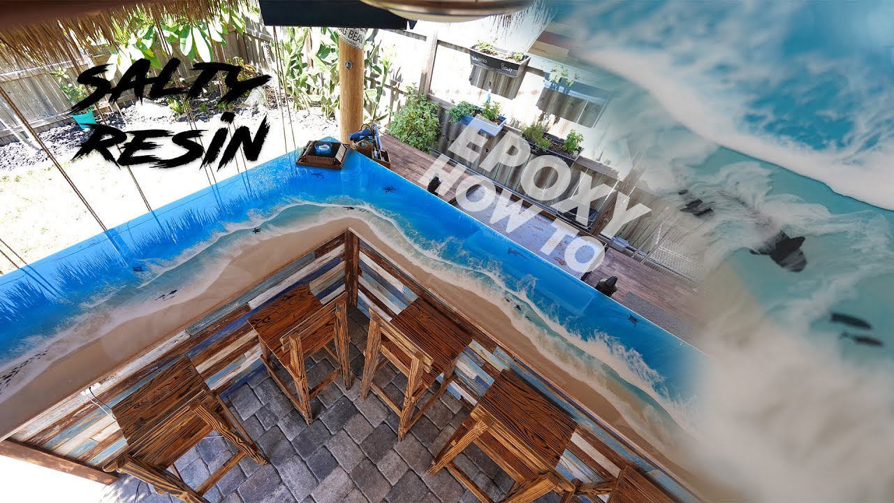 Creating an epoxy beach bar. How to make an epoxy resin ocean tiki bar ...