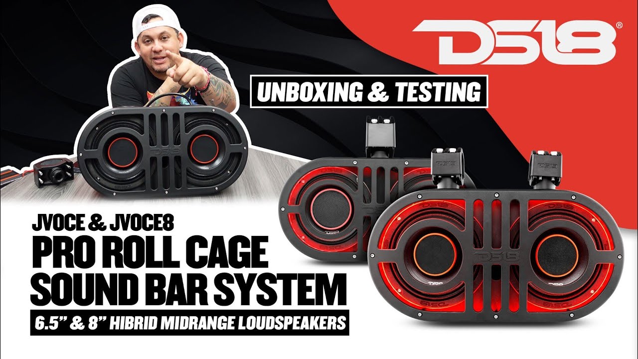 DS18 JVOCE 6 & 8 PRO Roll Cage Sound Bar System with Built in LED RGB Lights (2 x PRO-HY ...