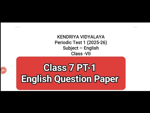Class 7 PT -1 English Sample Question Paper based on NCERT 2025-26# ...