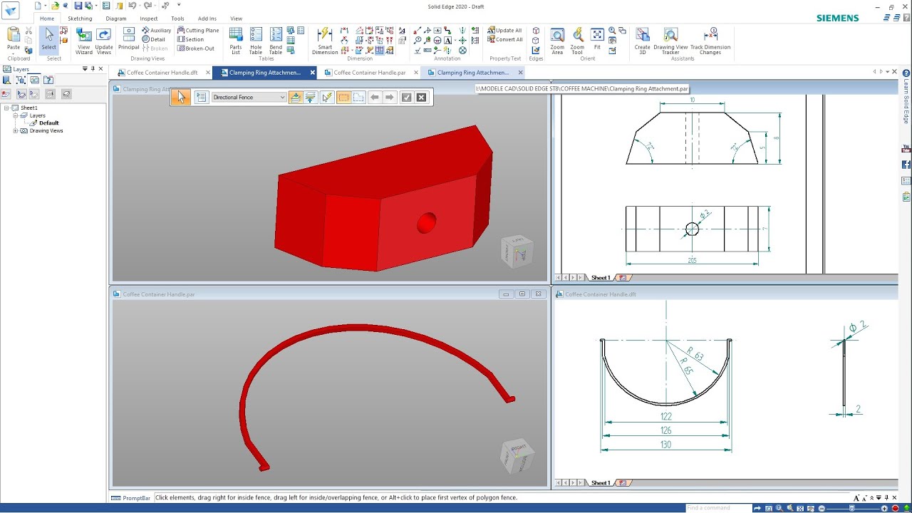 SOLID EDGE 2020 - OTHER PARTS - DRAWING - PART 1 - COFFEE MACHINE - YouTube
