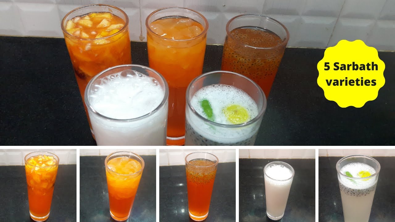 5 varieties of Sarbath || Special Summer Drink || Refreshment Coolers ...