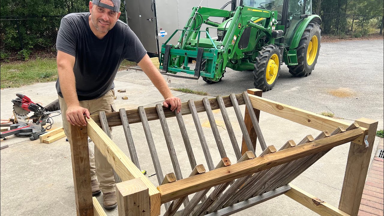 Easy DIY Hay Cradle With Repurposed Wood - YouTube