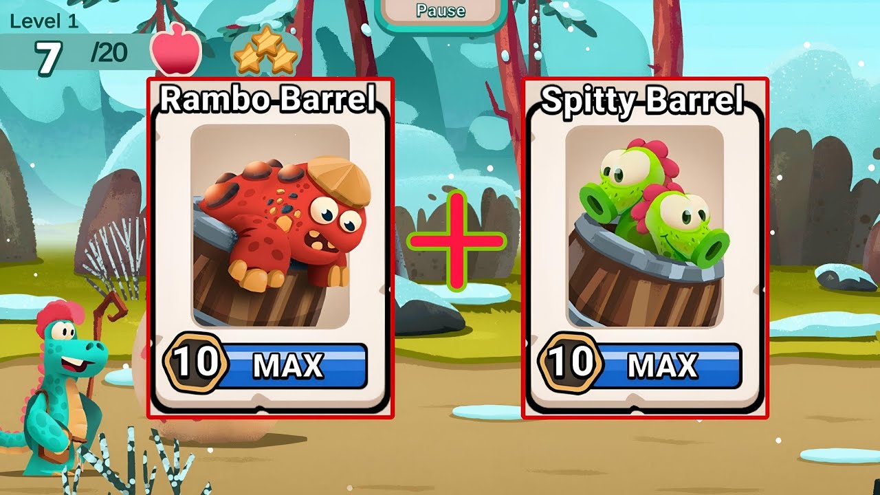 Rambo Barrel and Spitty Barrel Max Level - Dino Bash Travel Through ...