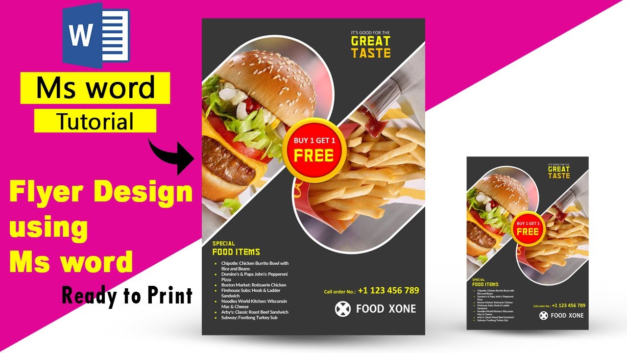 Advance Flyer Design using in Ms word Ready to Print | Restaurant Flyer ...
