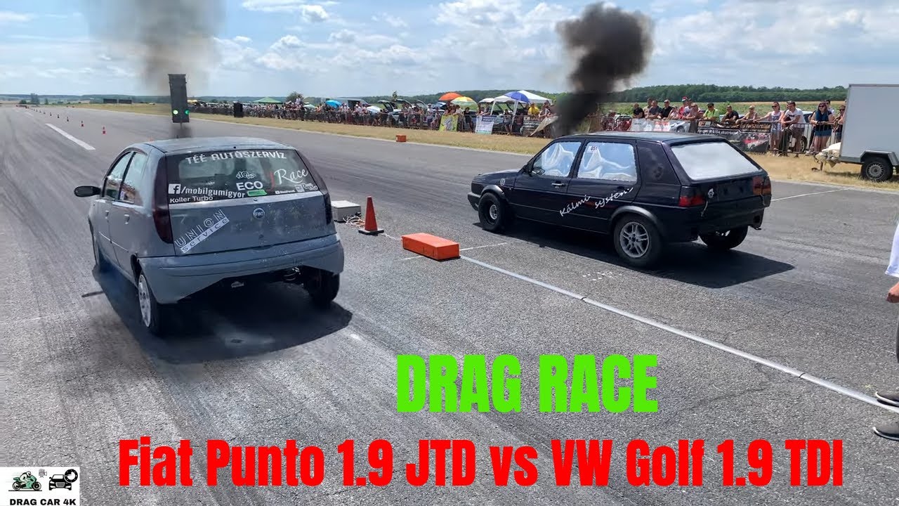 Fiat Punto 1.9 JTD vs VW Golf 1.9 TDI drag race 1/4 mile 🚦🚗 - 4K UHD ...